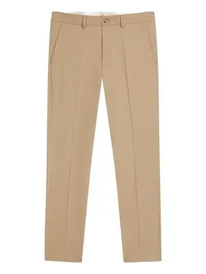 BOSS Slim-fit Trousers In Cotton, Silk, And Stretch - Beige