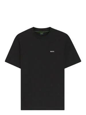 BOSS Cotton-blend T-shirt With Tennis-ball Jacquard - Black