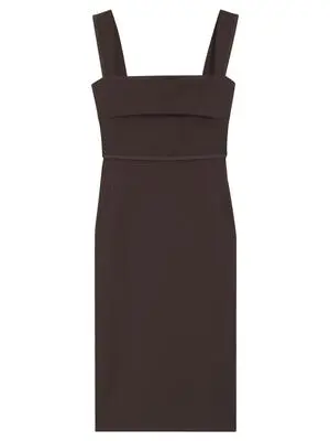 BOSS Slim-fit Jersey Dress With Layered Detail - Dark Brown