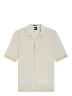 BOSS Relaxed-fit Shirt With Mosaic Print - Light Beige