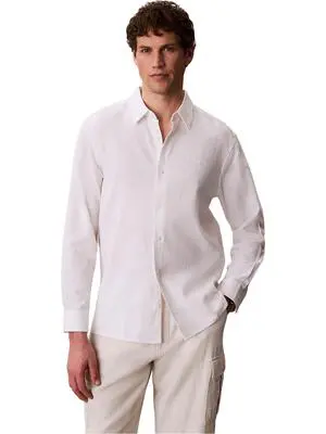 Calvin Klein Linen Cotton Classic Button-down Shirt - Brilliant White