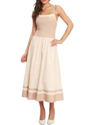 FLYING TOMATO Drop Waist Midi Dress - Light Taupe