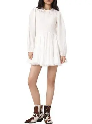 ALLSAINTS Chia Smock Bodice Long Sleeve Minidress - White