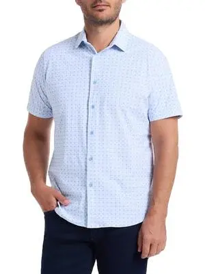 Robert Graham Brompton Knit Short Sleeve Button-up Shirt - Blue