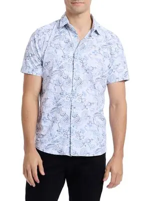 Robert Graham Bascobel Knit Short Sleeve Button-up Shirt - Light Blue
