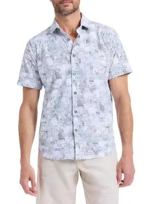 Robert Graham Wrathbone Knit Short Sleeve Button-up Shirt - White Multi