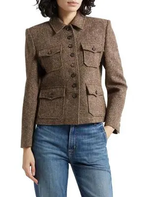 NILI LOTAN Jamison Stretch Virgin Wool Jacket - Espresso Donegal