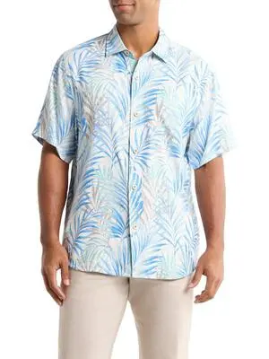 Tommy Bahama Palm Dancer Print Silk Button-up Shirt - Banff Blue