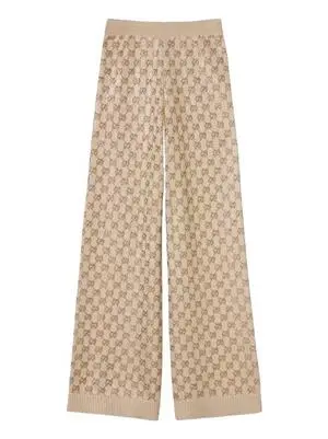 Gucci Wool Cashmere Leisure Pants With Crystals - Beige