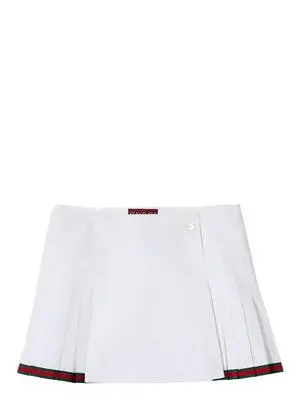 Gucci Heavy Cotton Poplin Pleated Skirt - White