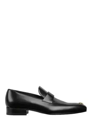 Gucci Leather Loafer With Crest - Black