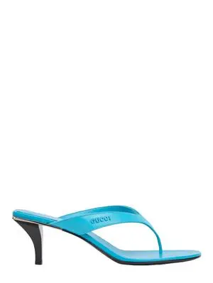 Gucci Vittoria Thong Leather Sandals - Blue