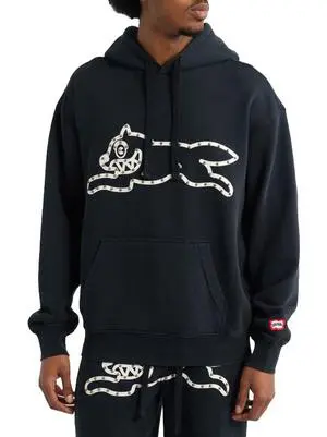 ICECREAM Park Stud Logo Cotton French Terry Hoodie - Black