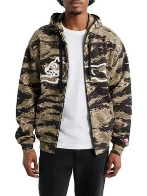 ICECREAM Tiger Zip-up Graphic Hoodie - Camo