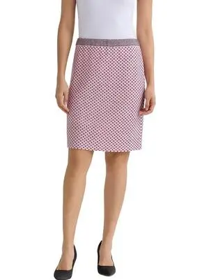 Ming Wang Shell Stitch Straight Knit Skirt - Perfect Pink/black