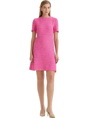 Ming Wang A-line Tweed Texture Above-the-knee Dress - Carmine Rose/white