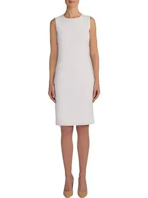 Ming Wang Lined Crew Neck Knit Dress - White
