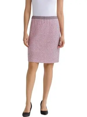 Ming Wang Shell Stitch Straight Knit Skirt - Perfect Pink/black