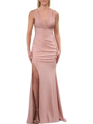 LABOMME Sleeveless Prom Dress With Tie Back - Mauve