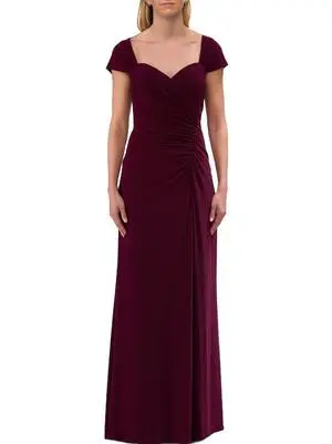 LABOMME Jersey Evening Gown With Ruching - Dark Berry