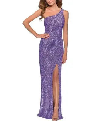 LABOMME Sequin One-shoulder Gown - Lavender