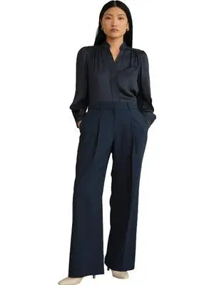 HOBBS LONDON Lauren Wide Leg Pants - Dark Slate Blue