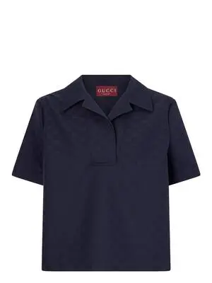 Gucci Jacquard Polo Top Blue