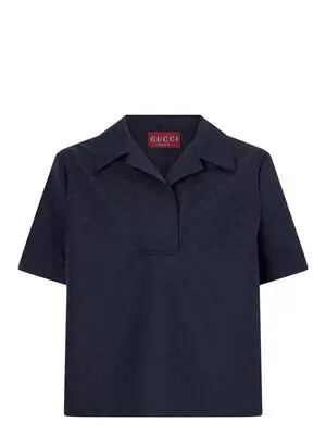 Gucci Jacquard Polo Top Navy