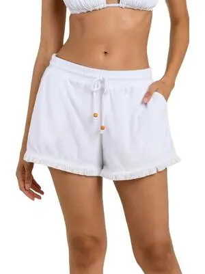 LA BLANCA Fringe Drawstring Terry Shorts