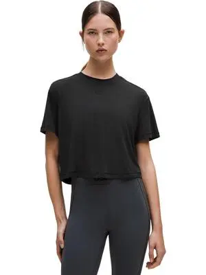 Lululemon Jersey Training Cropped Short-sleeve Shirt - Black/black