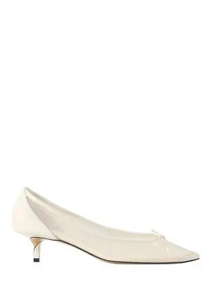Jacquemus Tourni Bow-detailed Leather-trimmed Mesh Pumps - White