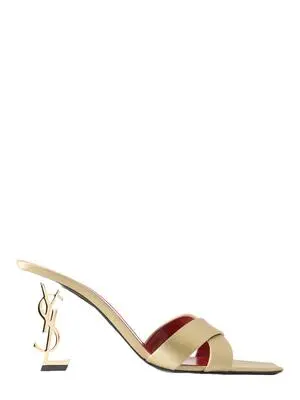 Saint Laurent Opyum Satin Mules - Gold