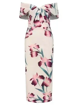 Rebecca Vallance Linnea Off-the-shoulder Floral Midi Dress - Pink
