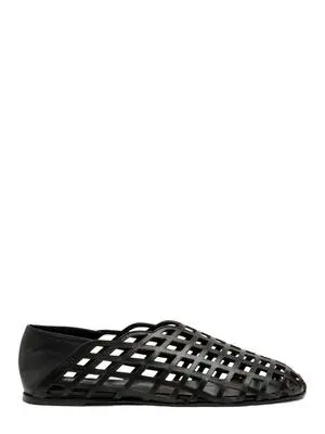 GIABORGHINI Peek-a-boo Round-toe Ballerina Flats - Black