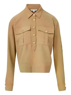 Veronica Beard Colvin Button-fastening Pocket Blouse - Neutrals