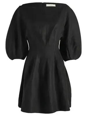 Faithfull The Brand Lowen Puffed-sleeve Mini Dress - Black