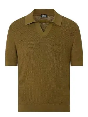 Zegna V-neck Polo Shirt - Brown