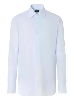 Zegna Micro-checked Cotton Shirt - Blue