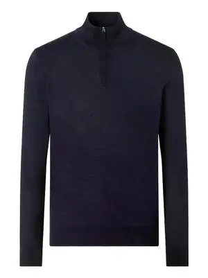 Zegna Mélange Zip Mock-neck Sweater - Blue