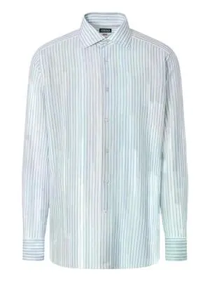 Zegna Striped Cotton Shirt - White