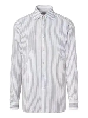 Zegna Striped Cotton Shirt - White