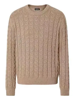 Zegna Crew-neck Cable-knit Sweater - Neutrals