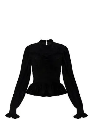 ALLSAINTS Smocked Ruffled Top - Black