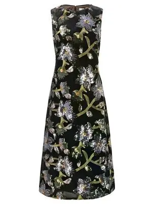Diane Von Furstenberg Floral Sequin-embellished Midi Dress - Black