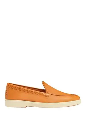 Santoni Round-toe Leather Loafers - Orange