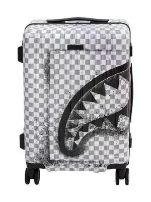 SPRAYGROUND Storm Fade Checkerboard Shark Luggage - White