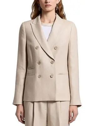 Peserico Double-breasted Linen Blazer - Beige Birch
