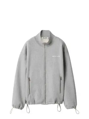 Miu Miu Cotton Fleece Zipper Sweatshirt - Grey
