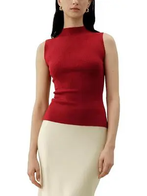 Lilysilk Seamless Sleeveless Knit Wool Vest - Red
