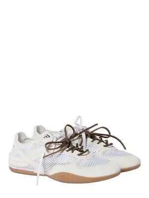 Miu Miu Gymnasium Mesh And Suede Sneakers - White
